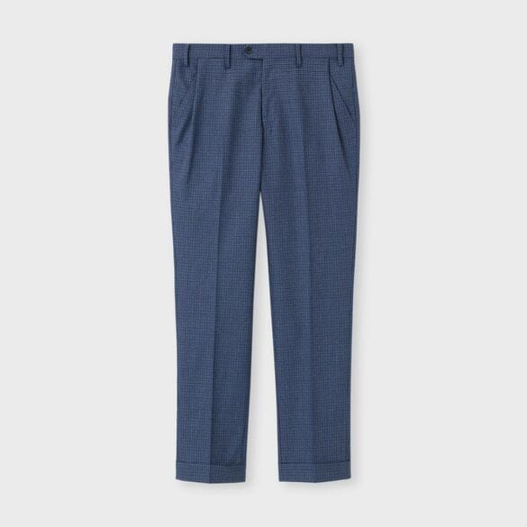 WOOL SILK GUN CLUB CHECK TAPERED SLACKS [ウールシルク ガンクラブパンツ]｜ランバンコレクション ...